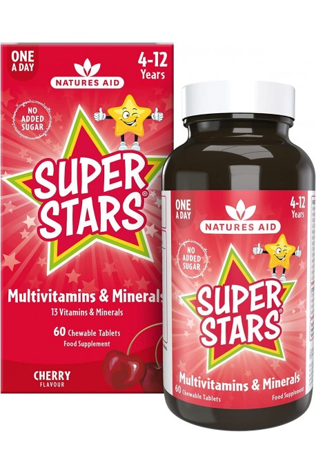 Natures Aid Super Stars Мултивитамини за деца от 4 -12 години - 60 ...