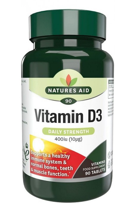Natures Aid Витамин D3, 400iu - 90 таблетки за вегани и вегетарианци